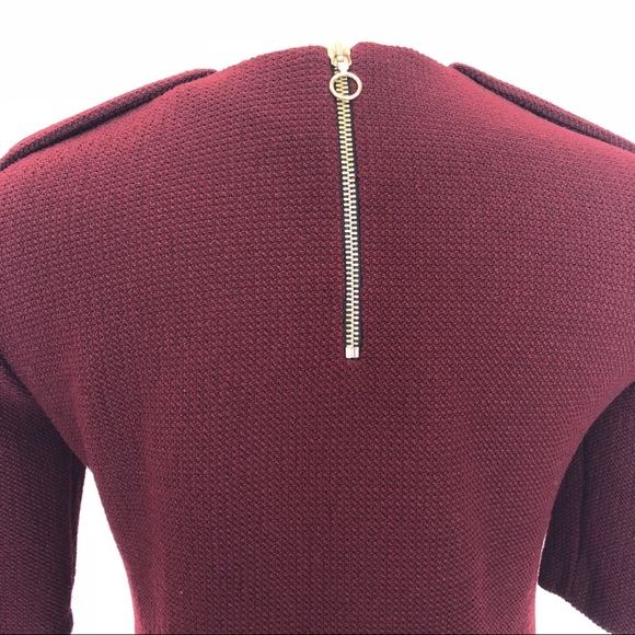 Zara | Tops | Zara Woman Burgundy Wine Short Sleeve Back Zip Top | Poshmark